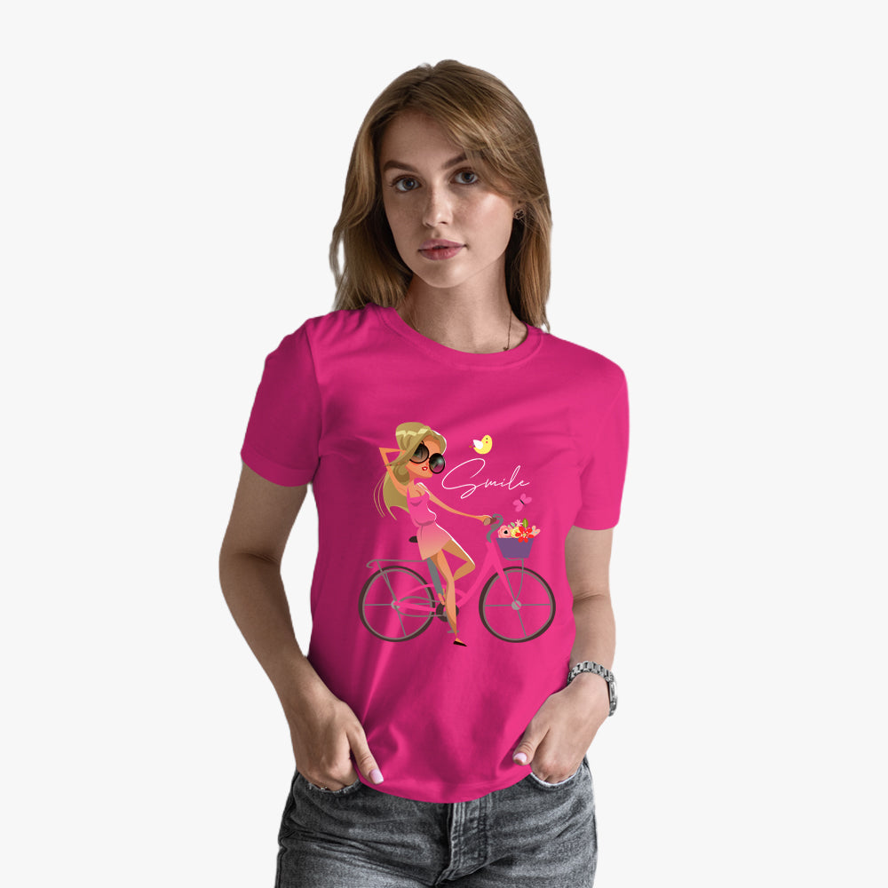 Girl On Bicycle Tee | Organic Cotton Graphic T-Shirts For Women – NOO ...